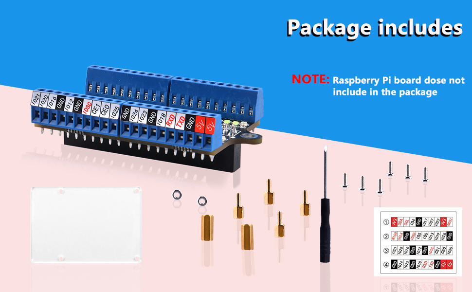 Geeekpi Micro Gpio Terminal Block Breakout Module With Gpio Status Led For Raspberry