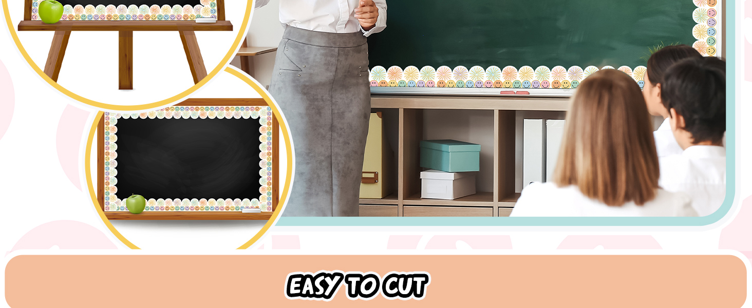 Amazon.com: Whaline 32.8ft Preppy Pastel Smile Face Bulletin Board ...