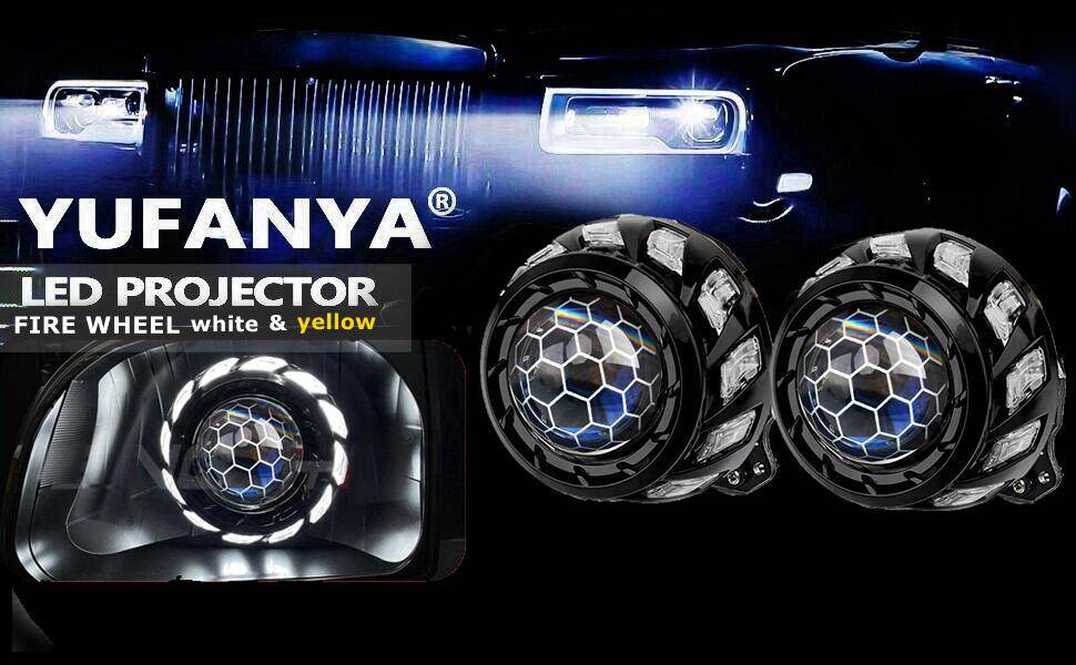 Amazon.com: YUFANYA 2.5inch Honeycomb Bi LED Projector Lenses with High Low Beam-70W 20000LM ...