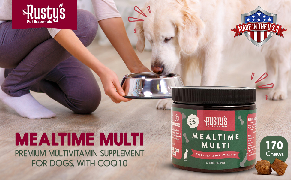 Amazon.com : Premium Dog Multivitamin Supplement (170 Chews) - Mealtime Multi - with CoQ10 ...