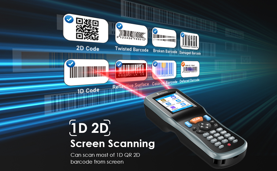 Eyoyo Lettore di Codici a Barre 2D, Inventario Barcode Scanner Data ...