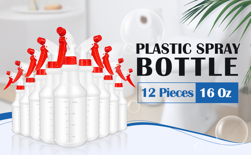 Amazon.com: Eccliy 12 Pcs 16 Oz Plastic Spray Bottle, Leak Proof Empty and Reusable for Cleaning ...