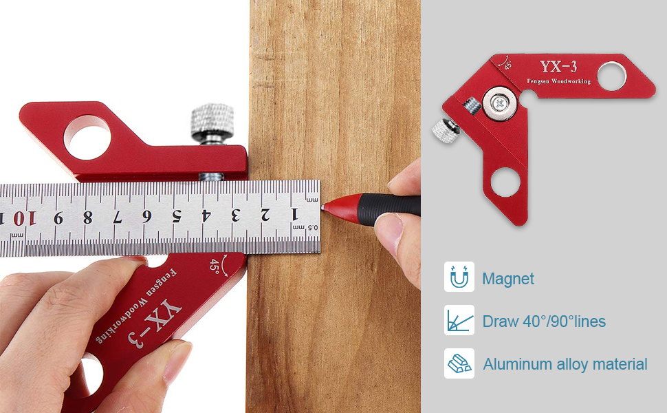 Amazon.com: YX-3 Center Finder, Woodworking Square Center Scribe, 45° 90° Center Ruler Scriber ...