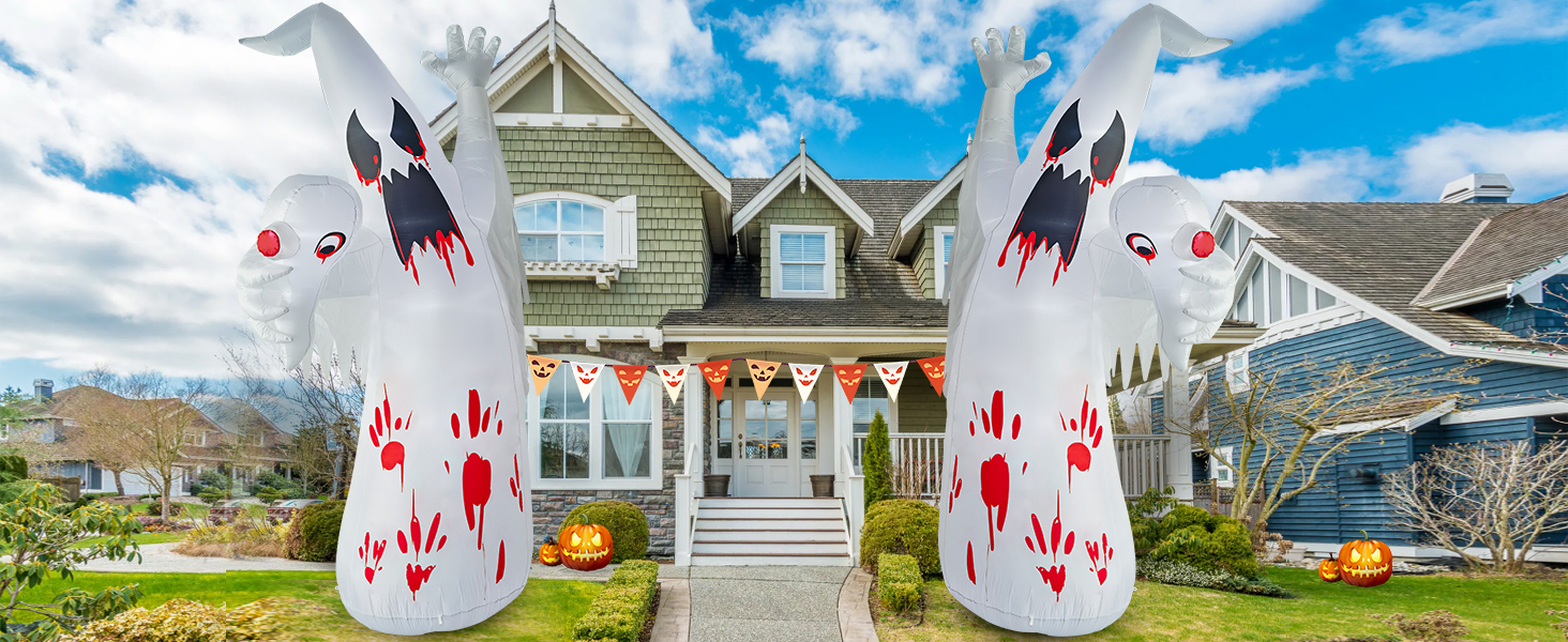 Amazon.com: Danxilu 8 FT Giant Halloween Inflatables Ghost with Rotating Flame LED Light Outdoor ...