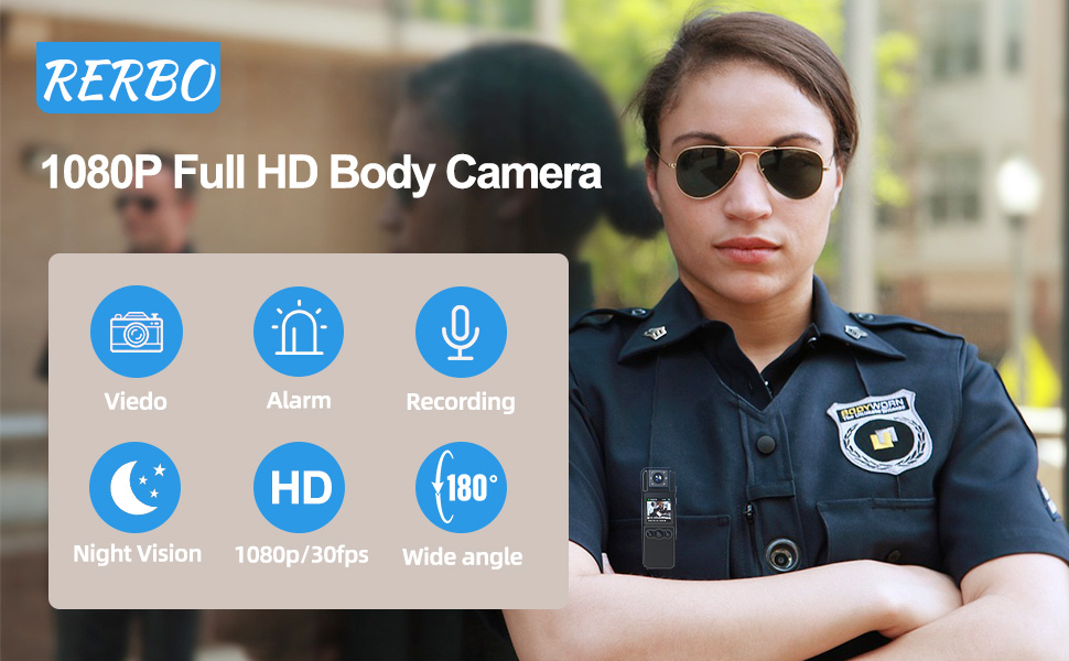 Amazon.com: RERBO Wearable Police Body Camera, Portable Small Body Cam ...
