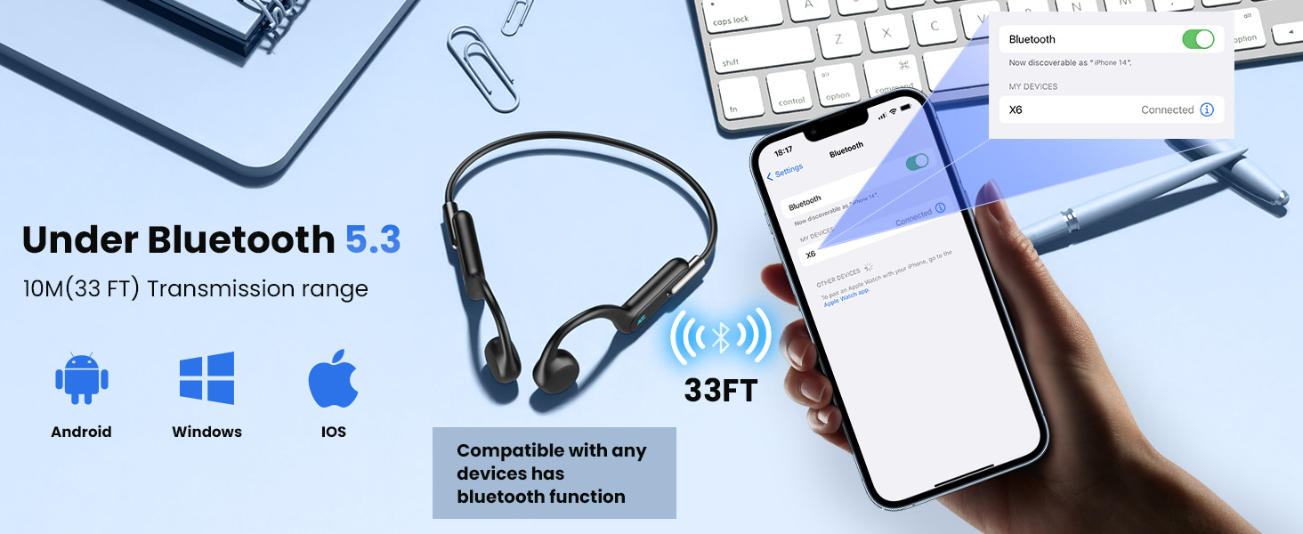 Amazon.com: Bone Conduction Headphones Bluetooth, Open Ear Headphones ...