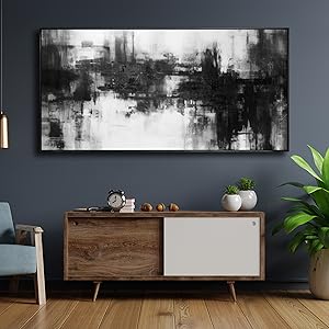 Amazon.com: Abstract Wall Art Framed Home Artwork Decor Black and White Modern Minimalist Canvas ...