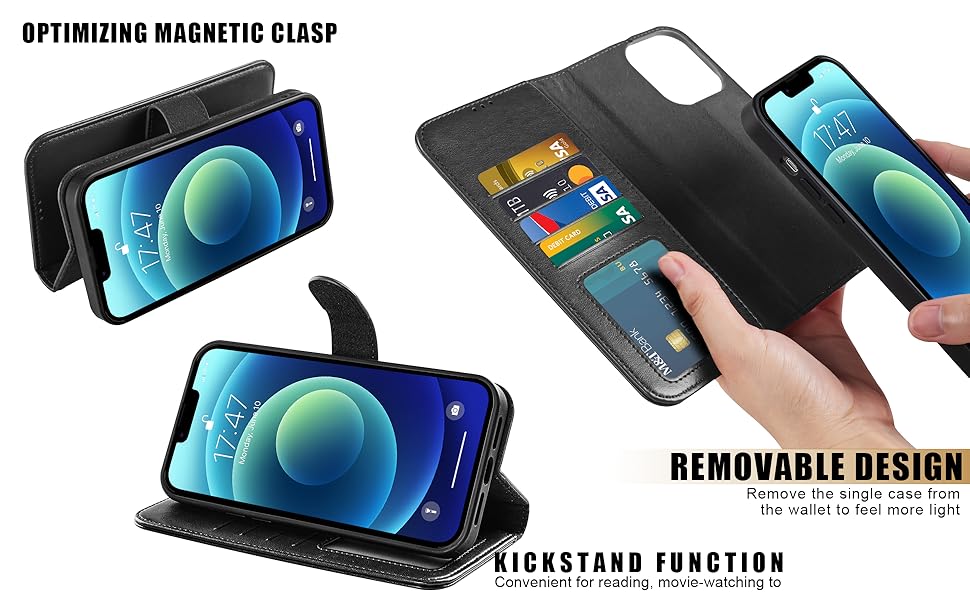 Amazon.com: LUMARKE Designed for iPhone 12 Wallet Case, iPhone 12 Pro Case - Detachable Flip ...