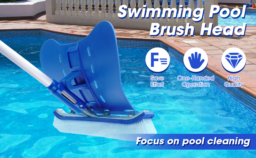 Amazon.com: Glosaie Pool Brush with Brush Tail for Cleaning Pool Walls ...