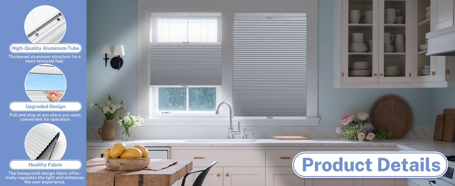 Amazon.com: UrMoon No Tools No Drill Top Down Bottom Up Cellular Shades for Windows Blackout ...