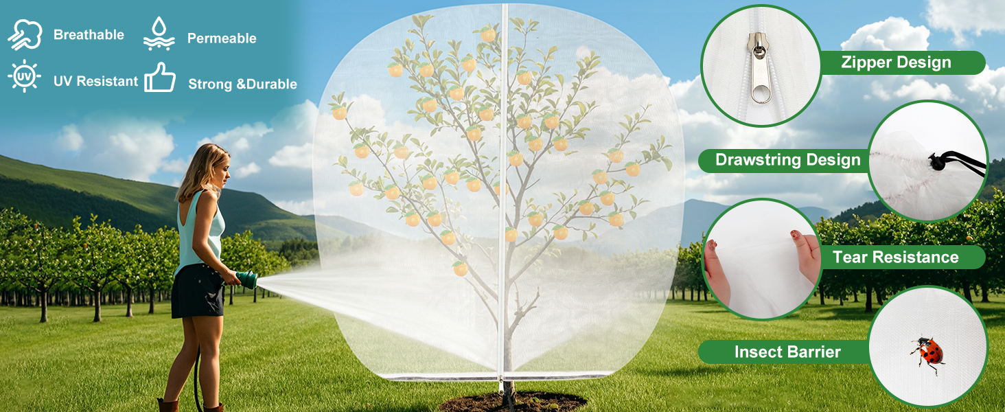 Amazon.com : 2 Packs 9.8 X 10.2 FT Large Fruit Tree Netting,Garden Netting with Zipper and ...