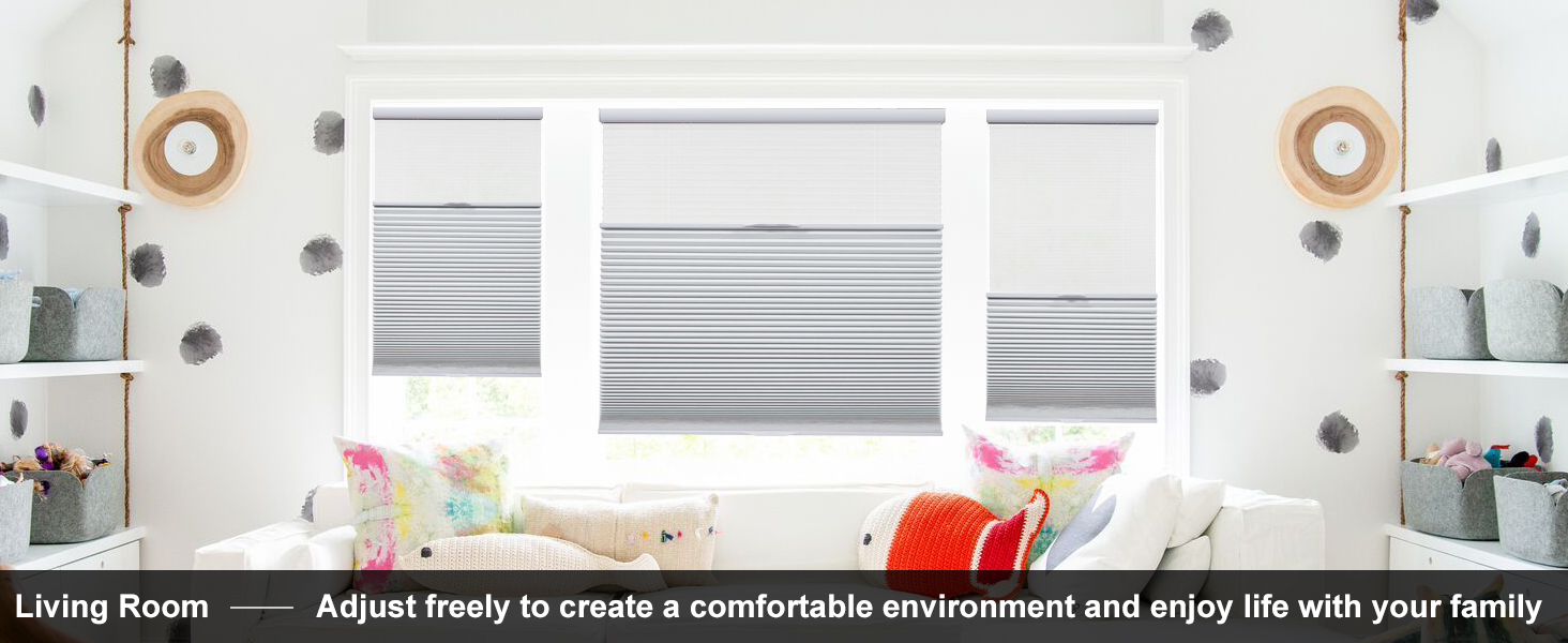 Persilux Custom Size Cordless Cellular Shades Top Down Bottom Up Pleated Window Shades 100% ...