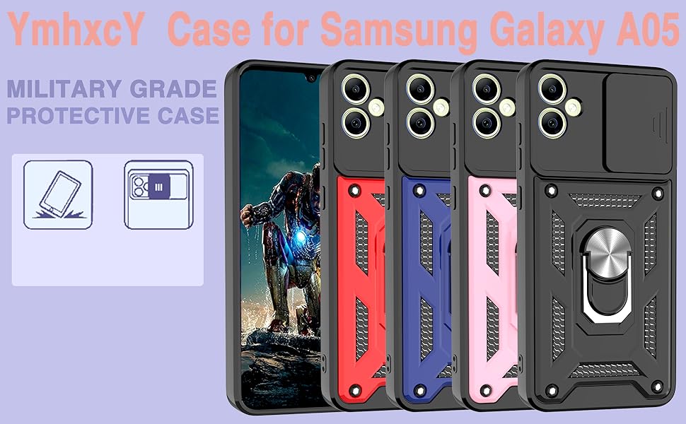 Amazon.com: YmhxcY for Galaxy A05 4G Case with Slide Camera Cover and [2 Pack] HD Screen ...
