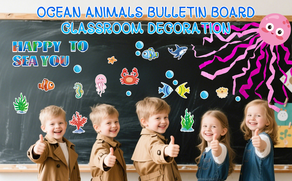 Amazon.com: Sea Animal Bulletin Board Decorations, Ocean Themed ...