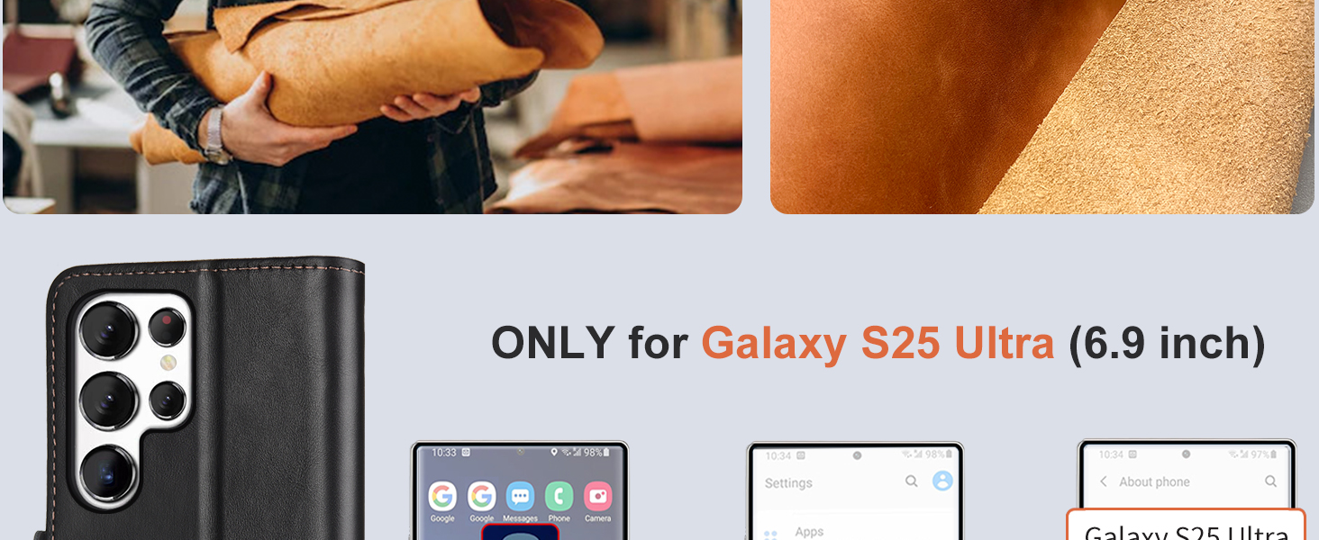 Amazon.com: KEZiHOME for Samsung Galaxy S25 Ultra Case, Genuine Leather [RFID Blocking] Galaxy ...