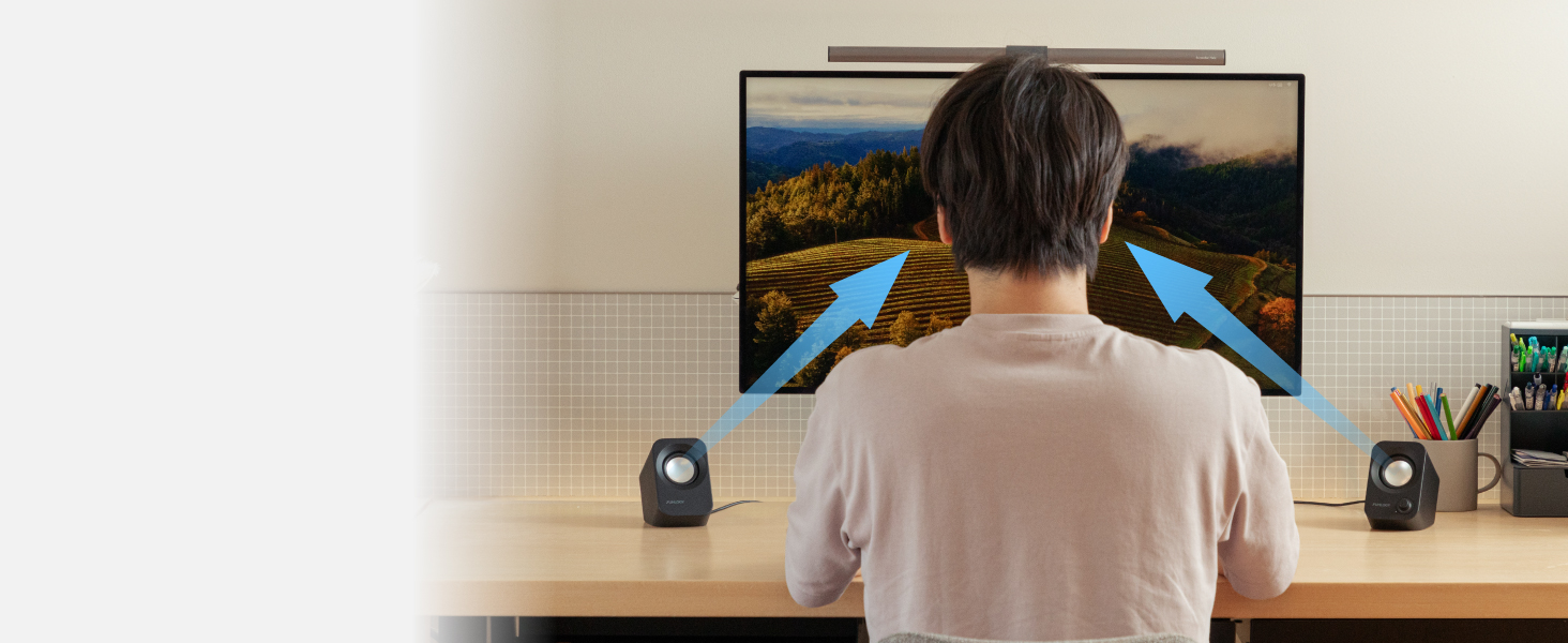 Amazon.co.jp: FUNLOGY Speaker（スピーカー/PCスピーカー）【VGP2024受賞 / 総合14W / ステレオスピーカー/USB給電/重低音/AUX / 3.5mm ...