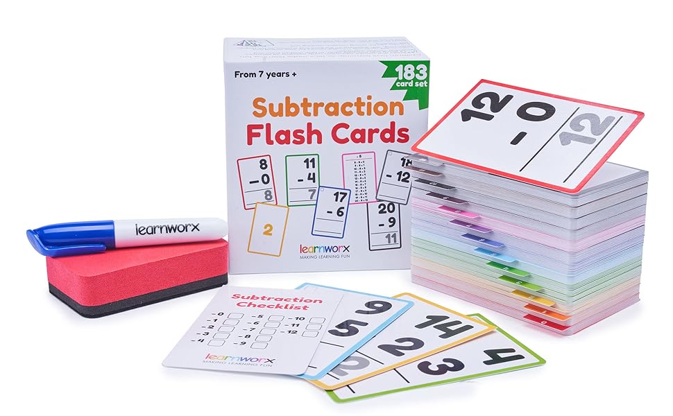 Amazon.com: Subtraction Flash Cards 1st Grade 2nd 3rd 4th – 183 Math ...