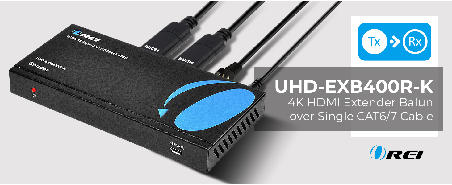 OREI 4K HDMI Over Ethernet Extender Balun - HDBaseT UltraHD 4K @ 60Hz 4:4:4 CAT5e/6/7 Cable with ...