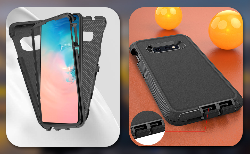 Amazon.com: Jshru for Samsung Galaxy S10e Case, 3-Layer Full Body Heavy Duty Rugged Bumper Cover ...