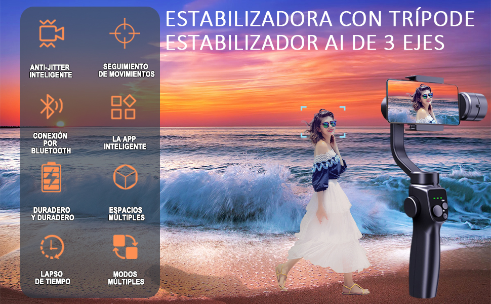 Estabilizador AI de 3 Ejes Con Trípode - Estabilizador de Teléfono ...
