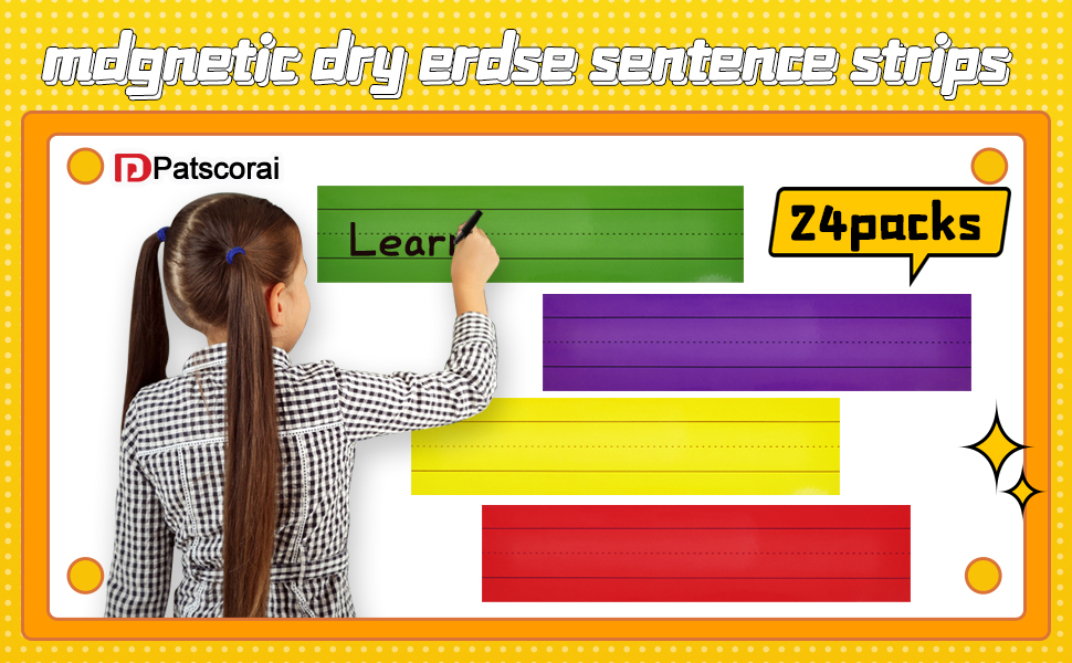 Amazon.com: 24 Pcs 12×3 Inch Magnetic Sentence Strips for Whiteboard ...