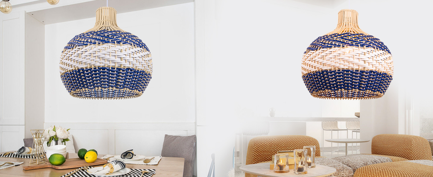Arturesthome Hand-Woven Rattan Chandelier, Rattan Pendant Light ...