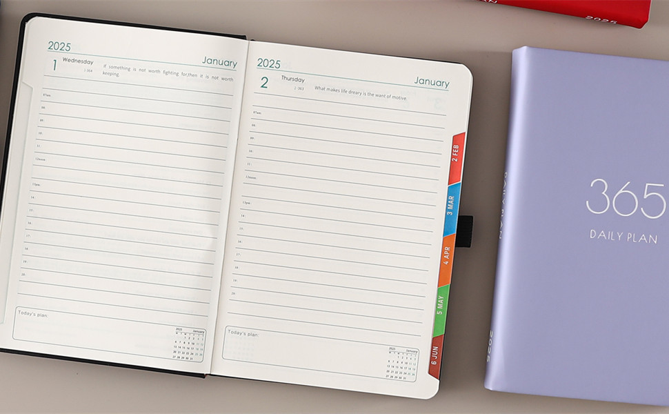 Diary 2025, A5 2025 Diary Day Per Page,Daily Planner,Plan Your Year from Jan. 2025 to Dec. 2025 ...