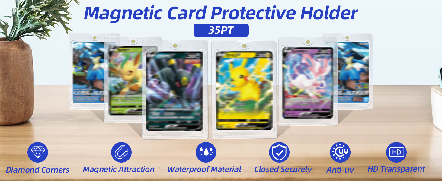 Mcbazel 35PT Magnetic Card Holder,Magnetic Trading Card Holders(Box of 10),Game Card Case Hard ...