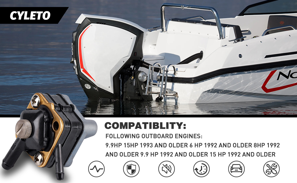 18-7350 Fuel Pump for Johnson Evinrude 397839 391638 395091 397274 6hp 8hp 9.9hp 15hp Engine ...