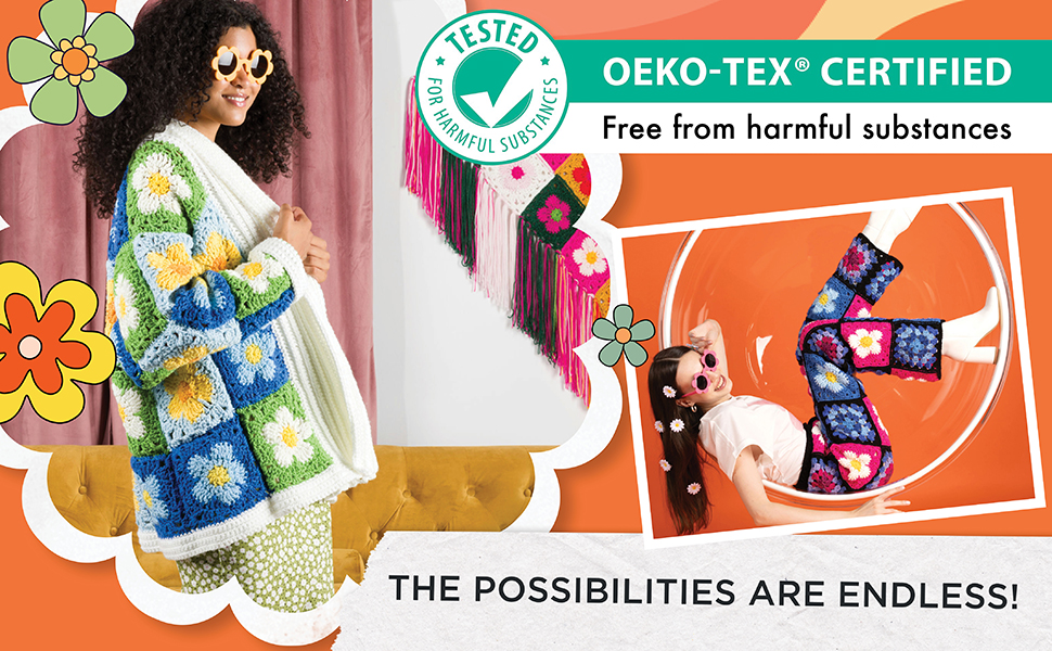 Amazon.com: Red Heart All in ONE Flower Power Flower Field Yarn - 3 Pack of 8.8oz/250g - 100% ...