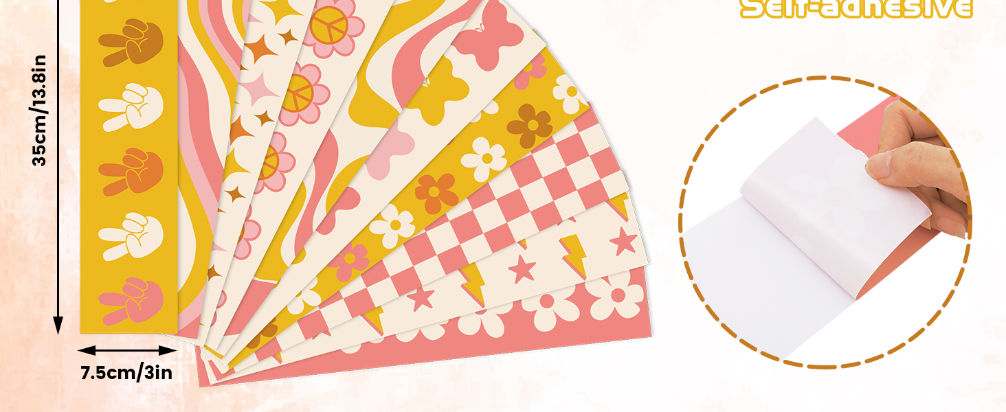 Amazon.com: Whaline 80.4Ft Retro Groovy 70s Bulletin Board Borders Boho ...