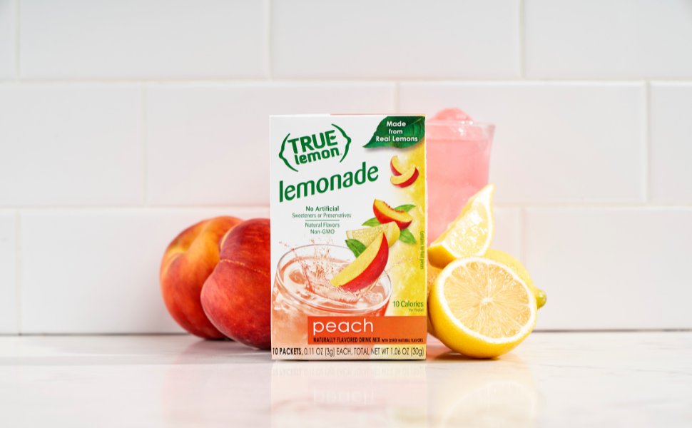 Amazon.com : True Lemon Peach Lemonade Water Enhancer Drink Mix (10 Packets), Low Calorie Drink ...