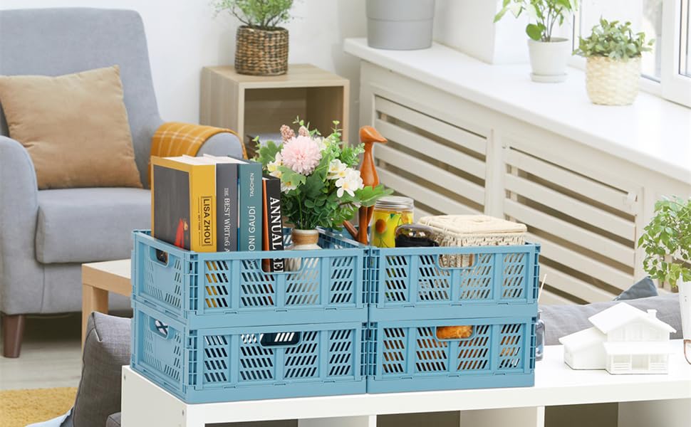 Amazon.com: 4-Pack Folding Storage Boxes,Stackable Storage Basket,Toy ...