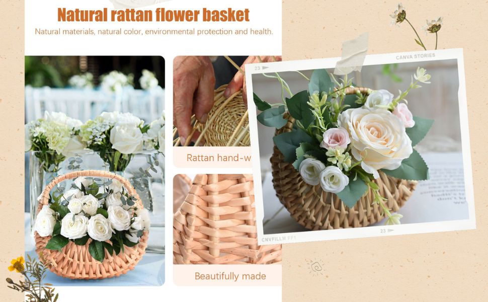 Amazon.com: BEIJIALY 4pcs Small Wicker Basket with Handle, Flower Girl ...