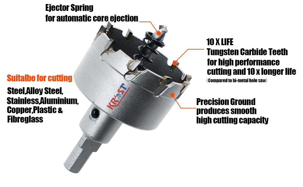 TOOL CENTRE Tungsten Carbide Tipped TCT Hole Saw for Stainless Steel,wood & other metal (65MM ...