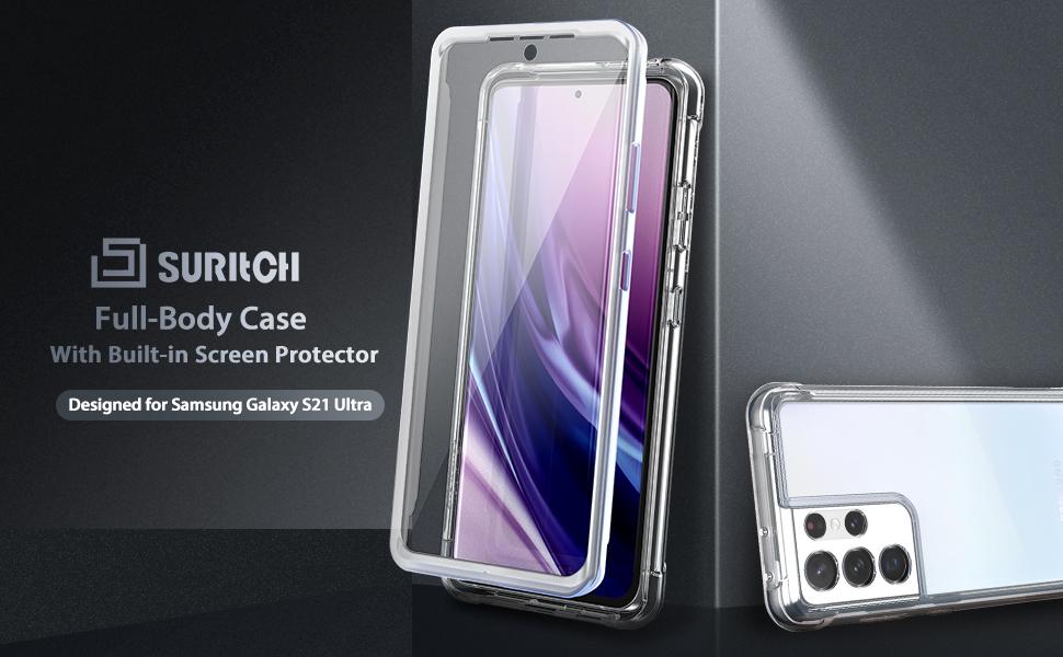 Amazon.com: SURITCH for Samsung Galaxy S21 Ultra Clear Case 6.8" (Only), [Built-in Screen ...