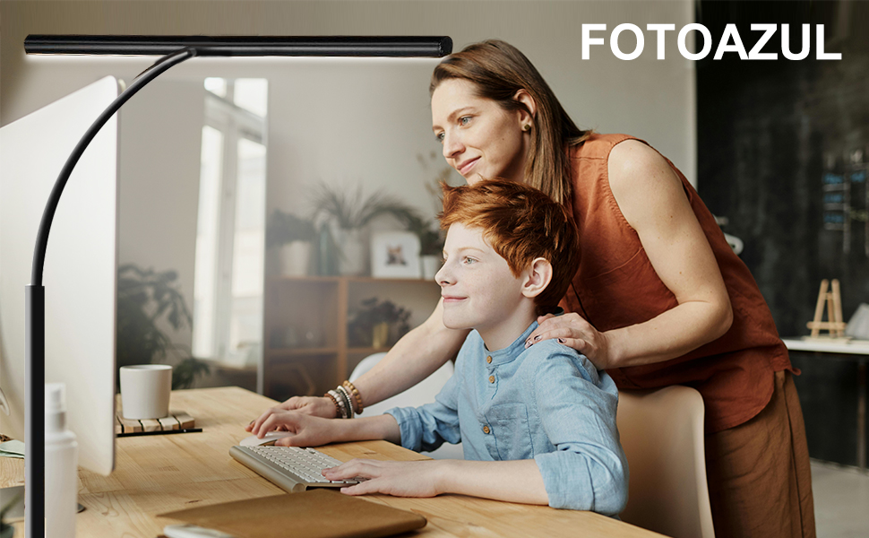 FOTOAZUL Lámpara de Escritorio Led para Oficina, Lámparas de Mesa con Pinza y Cuello de Ganso ...