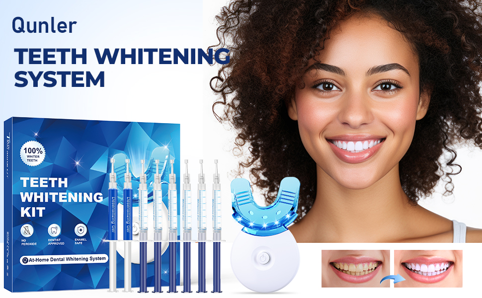 Qunler LED Teeth Whitening Kit with Sensitive Teeth Formula