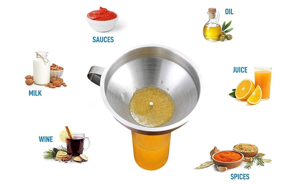 4Pcs Stainless Steel Funnel Set with 200 Mesh Filter - Food Grade, Dishwasher Safe : Amazon.co ...