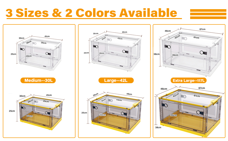 BTGGG Collapsible Storage Boxes Large 42L Stackable Clear Plastic ...