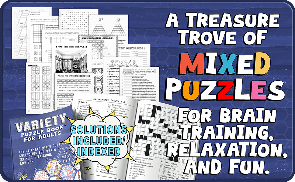 Variety Puzzle Book for Adults: The Ultimate Large Print Mixed Puzzles Collection for Brain ...