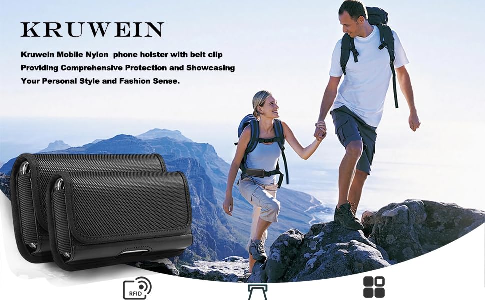 Amazon.com: KRUWEIN Nylon Cell Phone Holster with Belt Clip Loop for Galaxy S23 Ultra S22 Ultra ...