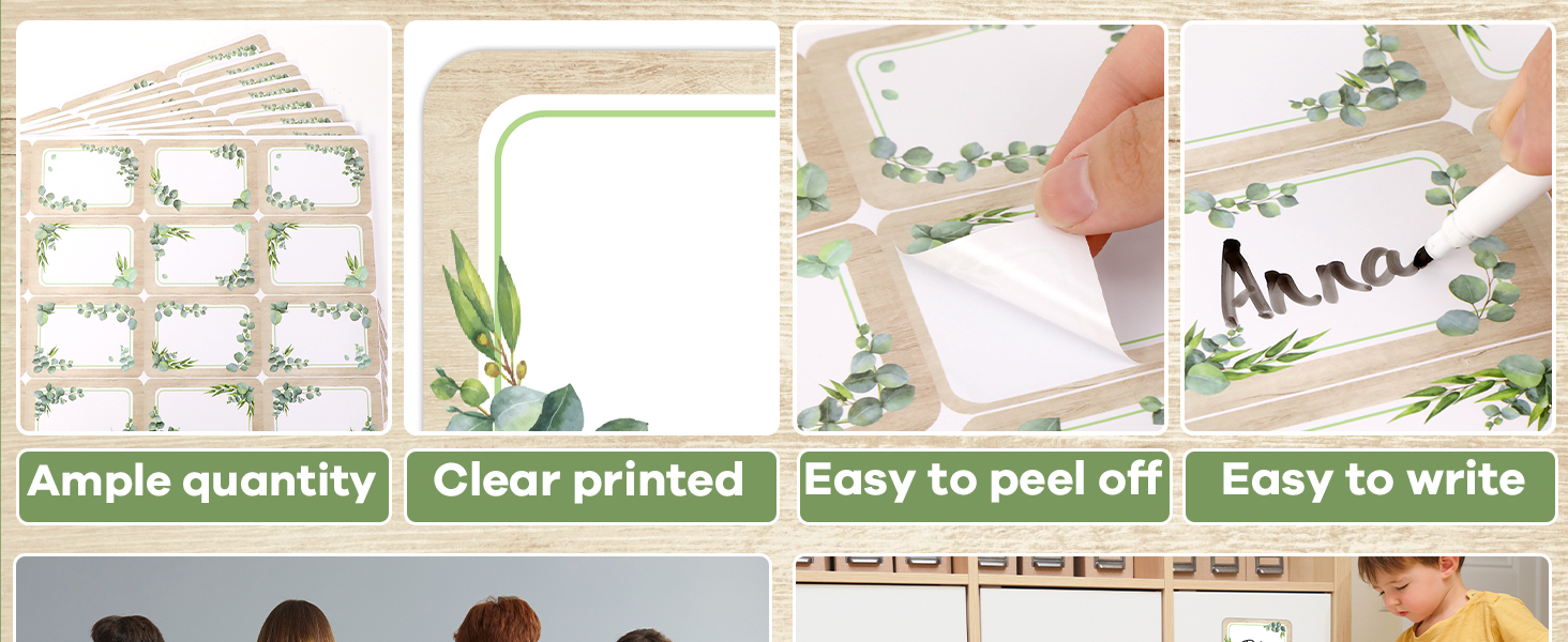 Amazon.com: Qyeahkj 120Pcs Eucalyptus Name Tags Sticker Classroom ...