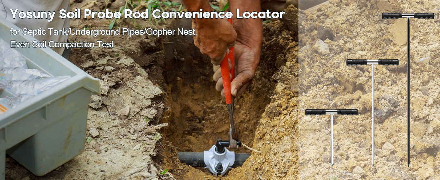 Amazon.com: Yosuny Solid Stainless Steel Soil Probe Rod, Adjustable 17-32-48 Inch, Septic Tank ...