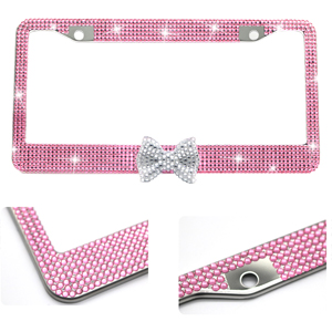 Amazon.com: 2 Pack Bling Rhinestone License Plate Frames for Women, Cute Diamond Car License ...