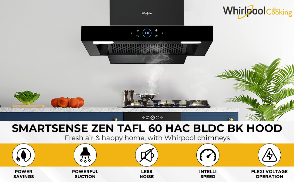 Whirlpool Smart Heat Sensor 60cm Kitchen Chimney with Filterless Autoclean Technology | BLDC ...