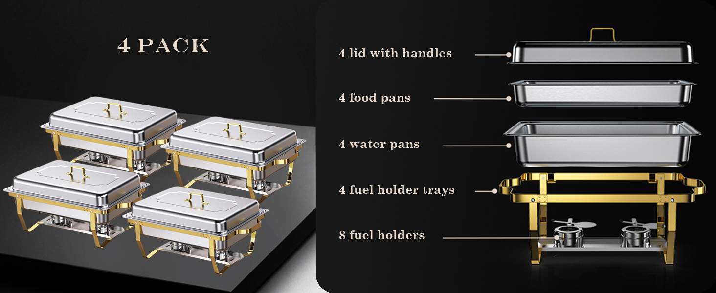 Amazon.com: Chafing Dishes for Buffet, 8QT Stainless Steel Chafing Dish Buffet Set, Elegant Gold ...