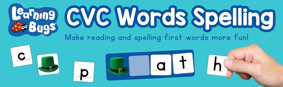 Amazon.com: LEARNING BUGS CVC Words Spelling, Build and Read Board Game ...