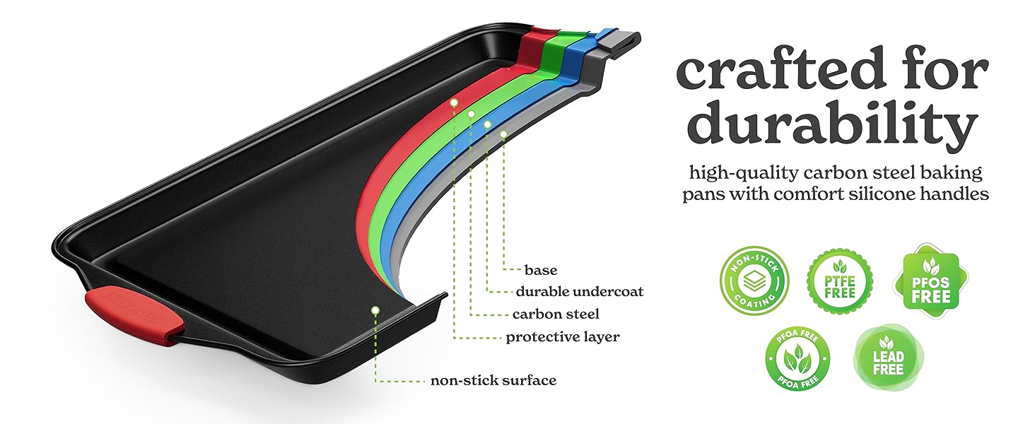 Amazon.com: Country Kitchen Nonstick Stackable Bakeware Set - Heavy ...