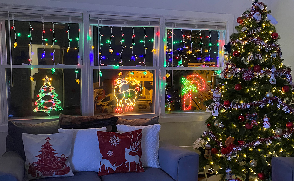 Amazon.com : 16" Christmas Window Silhouette Lights Decorations, 3 Pack ...